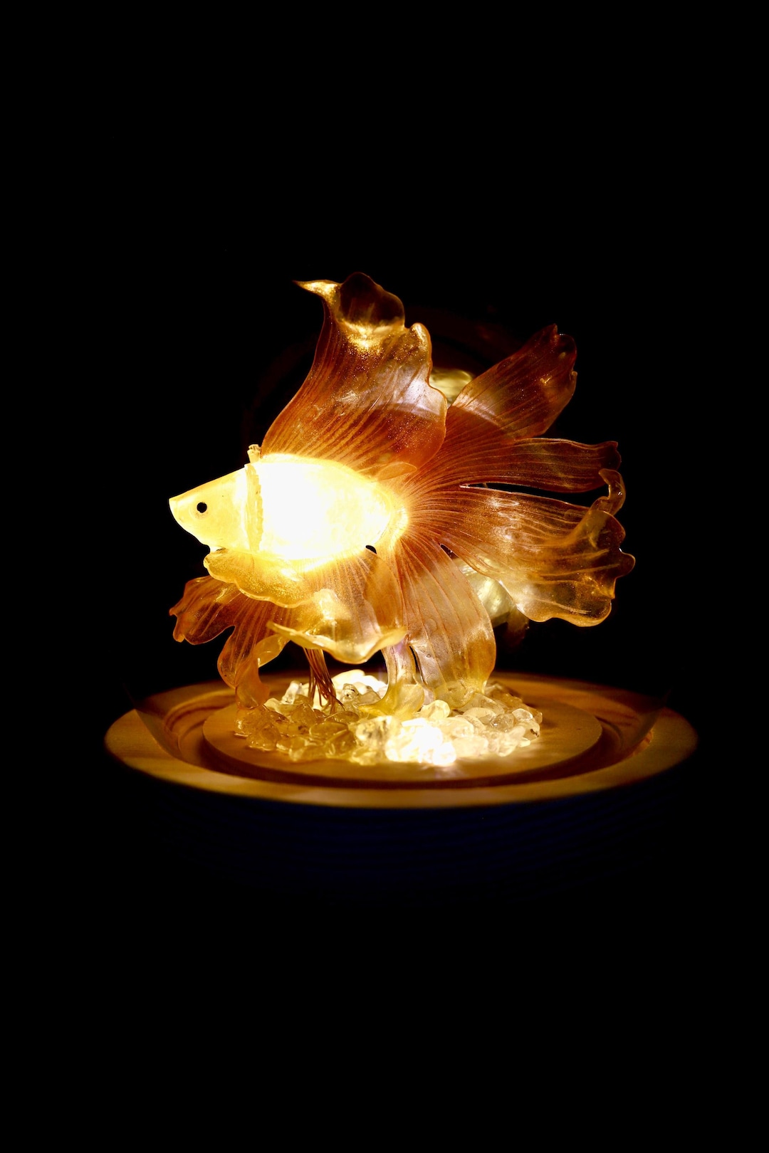 Handmade Mini Betta Fish Aquarium Lamp, Ocean Theme Ambient Mood Light ...