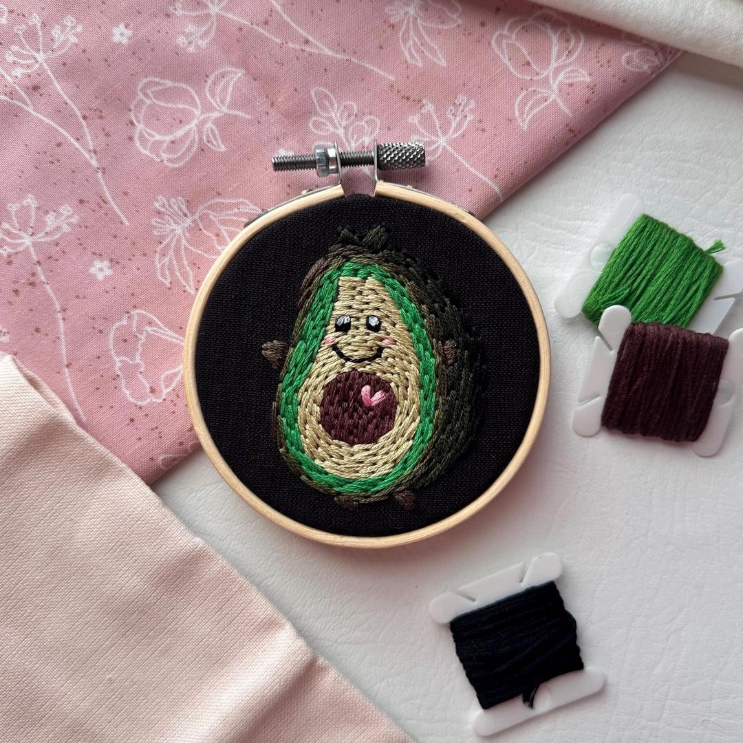 Handmade Avocado Embroidery Hoop Art, Whimsical Nursery Decor - Etsy