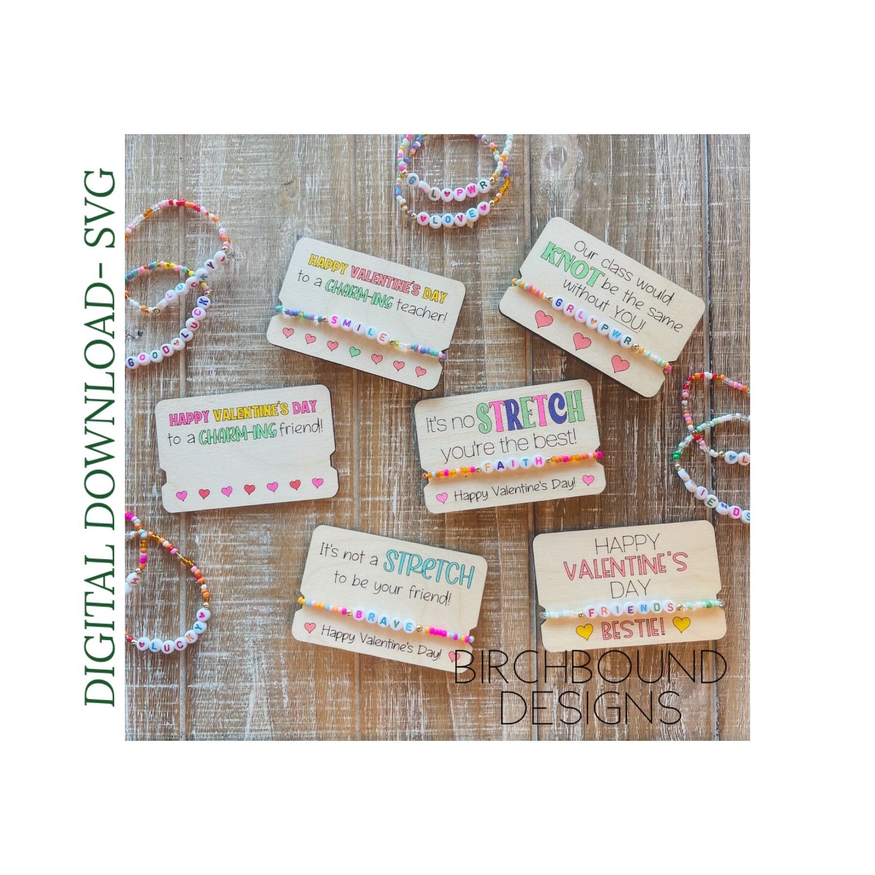 Valentine Bracelet Cards Svg, Digital Download, Files for Kids, Gifts ...