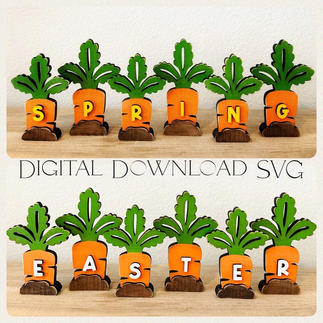 Spring & Easter Carrot Patch Shelf Sitter Decoration Laser File ...