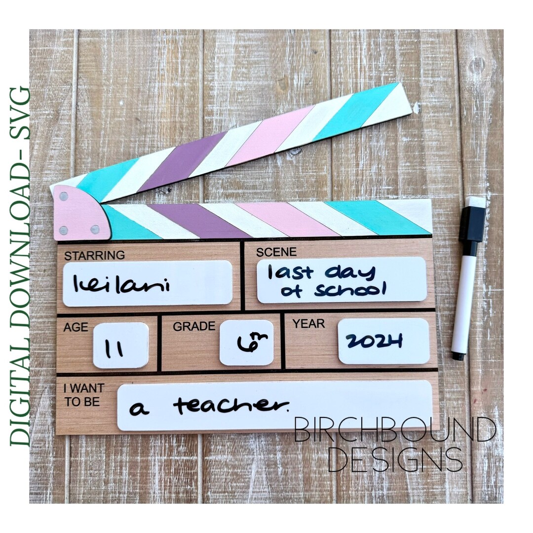 Back to School Clapboard Photo Prop SVG, First Day of School, Birthday ...