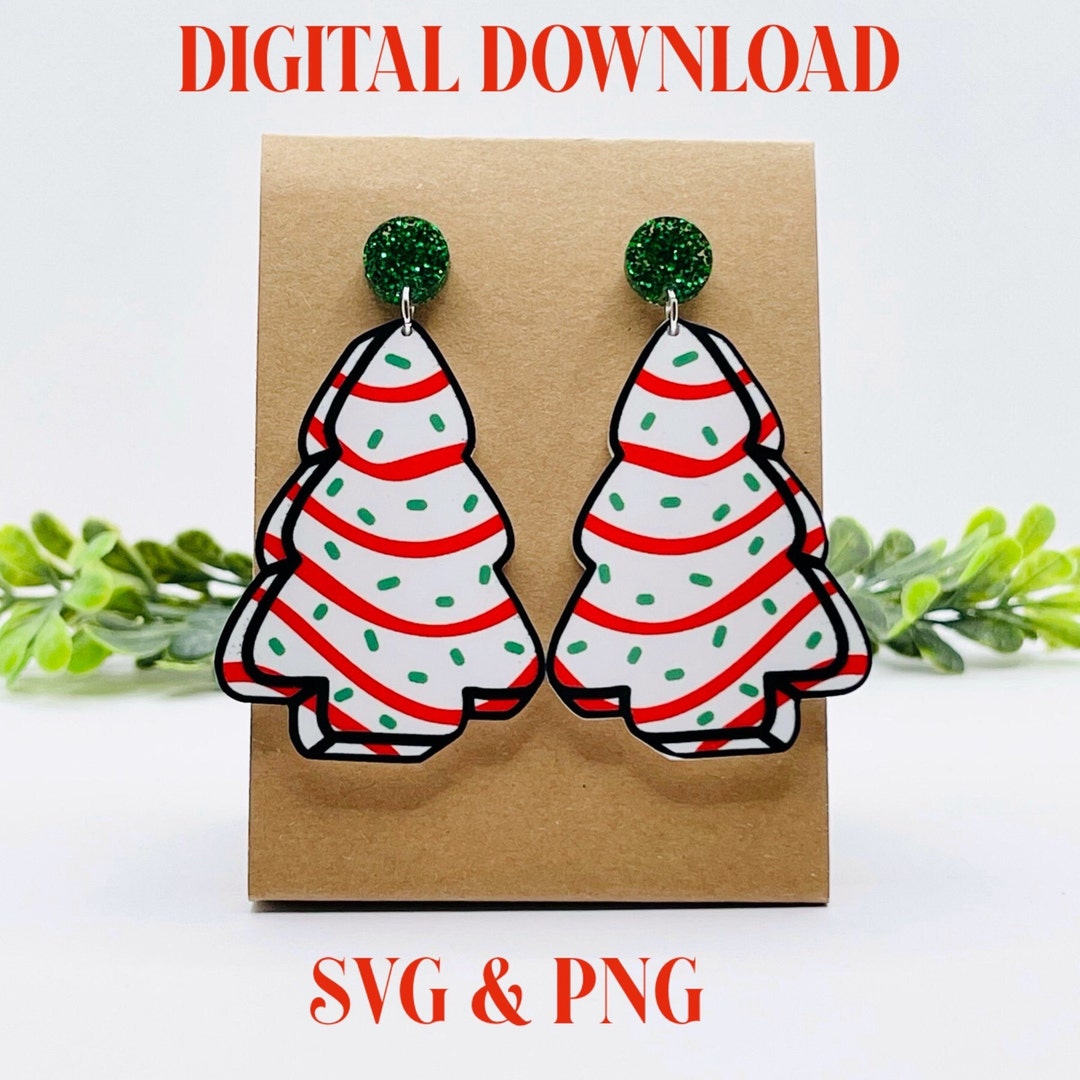 Christmas Tree Snack Cake Earring SVG & PNG - Digital Download - Etsy