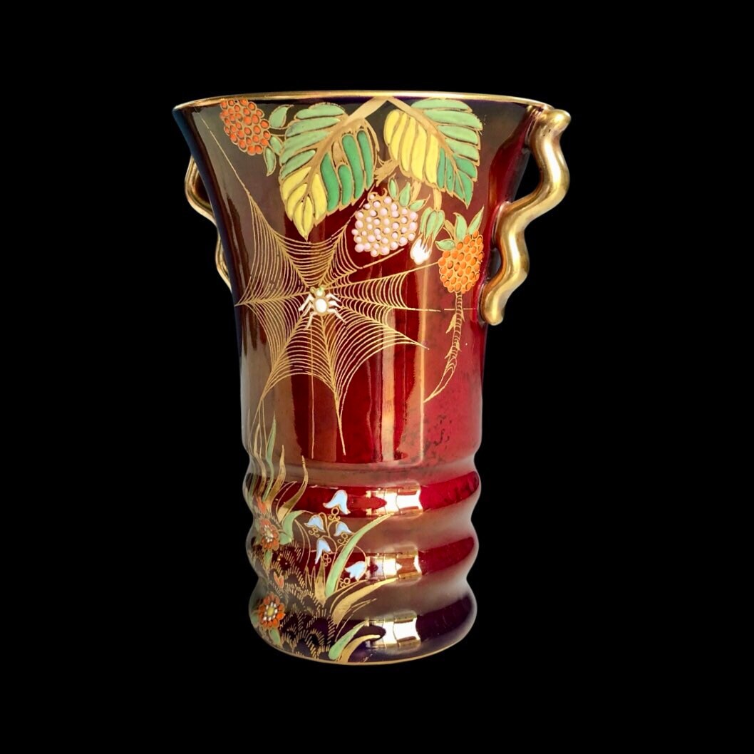 Art Deco Red Carlton-ware Rouge Royale Spider Web Luster - Etsy