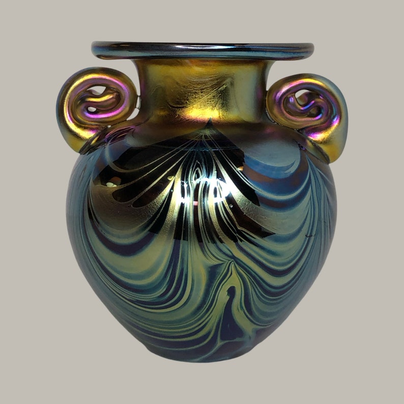 Sean O'donoghue master-blower Iridescent Art Glass Vase Australian - Etsy