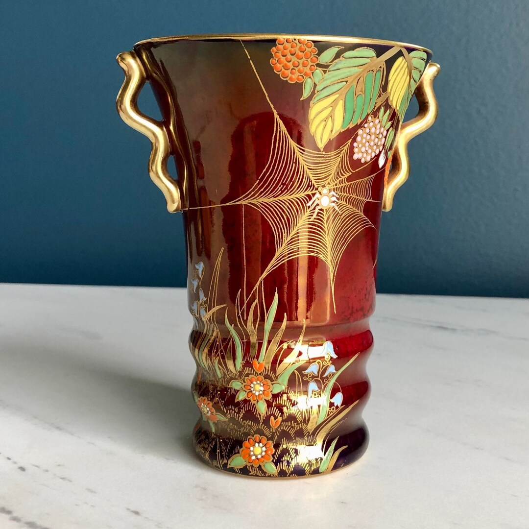 Art Deco Red Carlton-ware Rouge Royale Spider Web Luster - Etsy