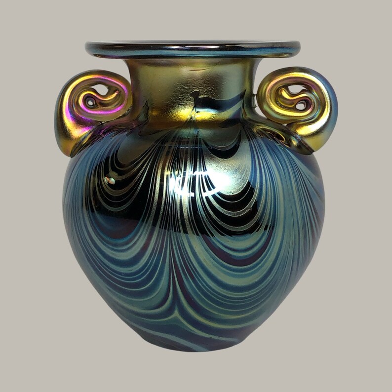 Sean O'donoghue master-blower Iridescent Art Glass Vase Australian - Etsy