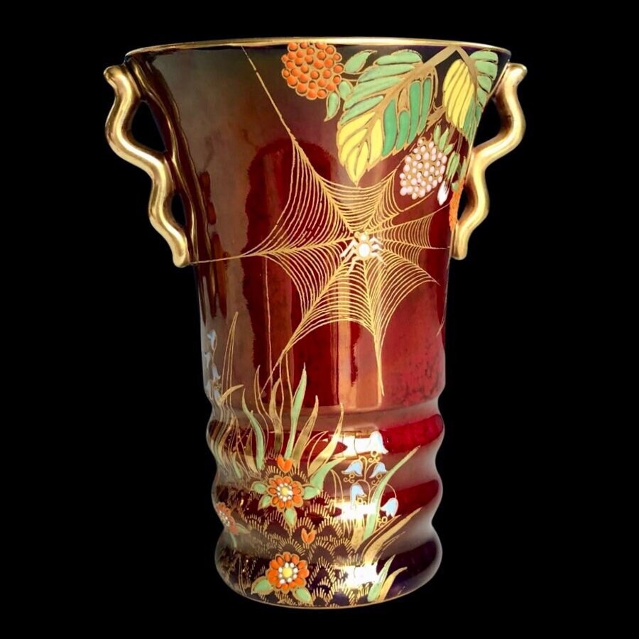 Art Deco, Red Carlton-ware Rouge Royale Spider Web Luster Vase. - Etsy