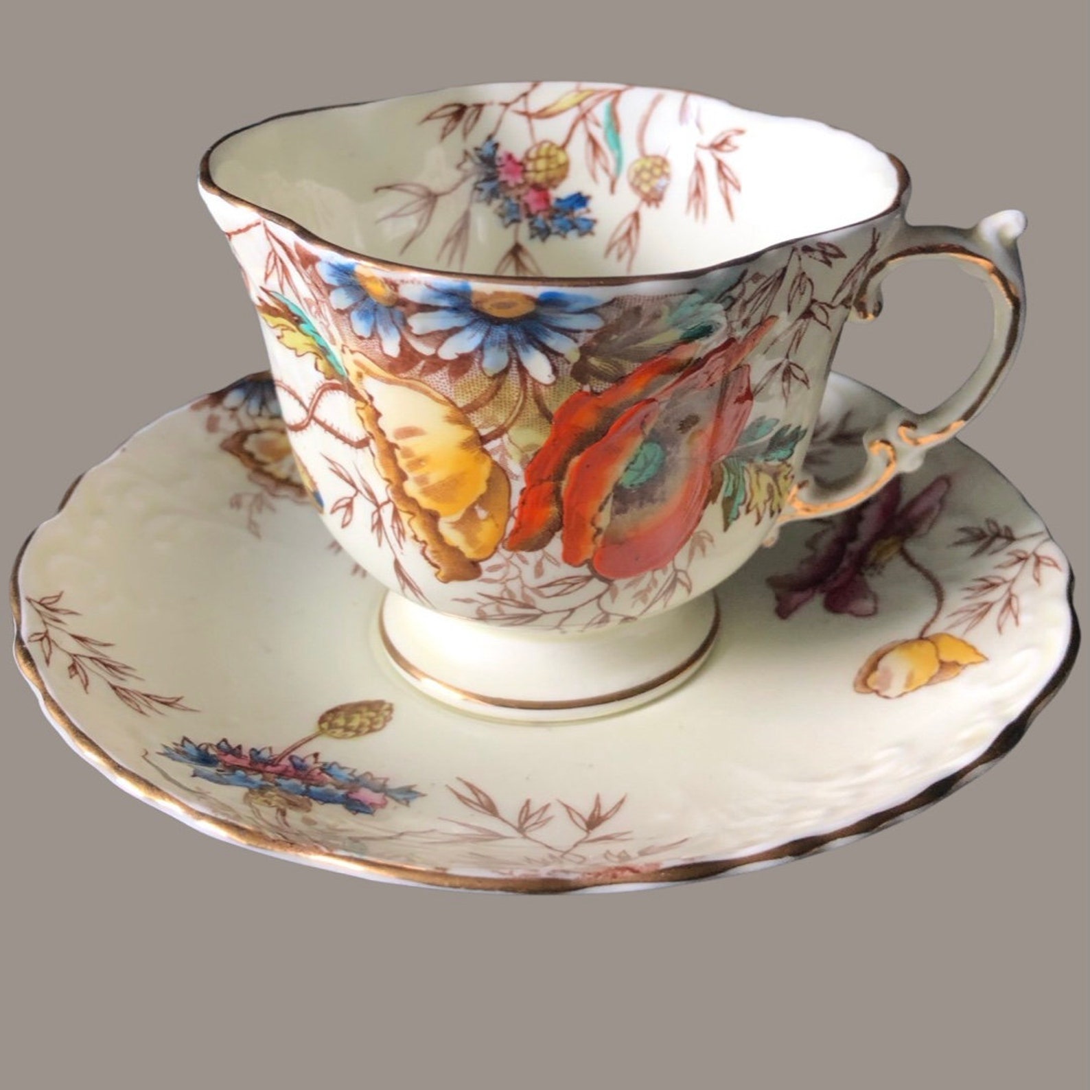 Vintage Aynsley Poppies Teacup Tea Cup and Saucer-england - Etsy