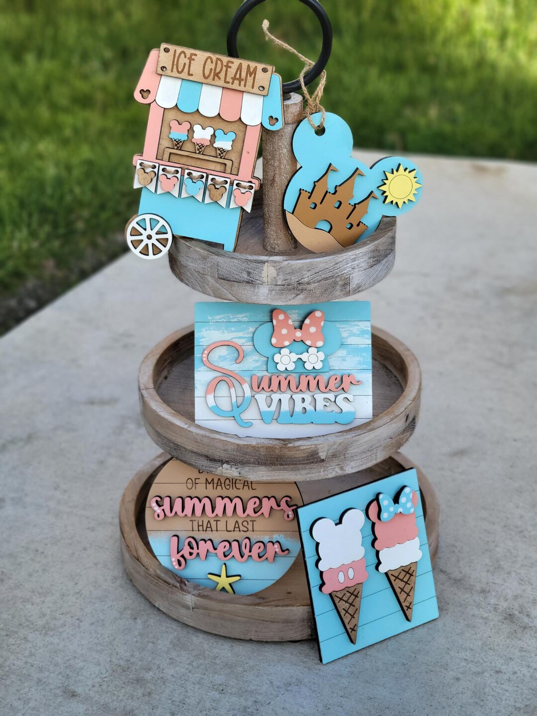 Beach Tiered Tray Decor I Summer Tray Decor I Mickey Beach Decor I Ice ...
