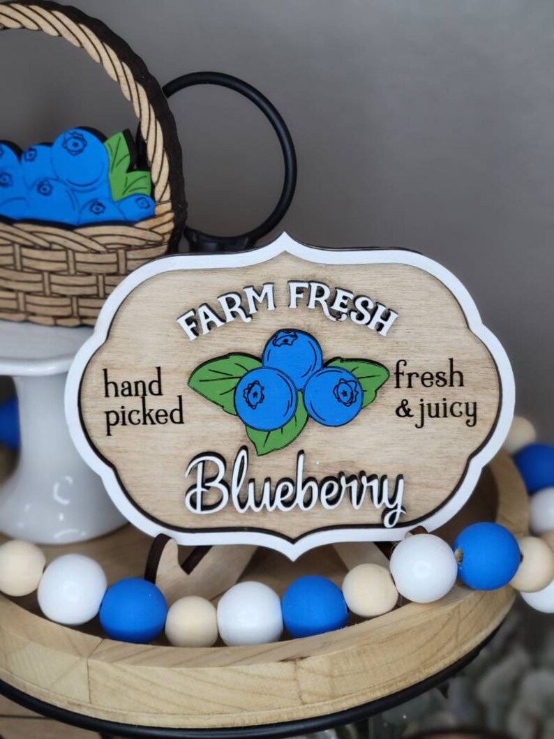 Handmade Blueberry Tiered Tray Decor: Farmhouse Summer Mini Signs - Etsy