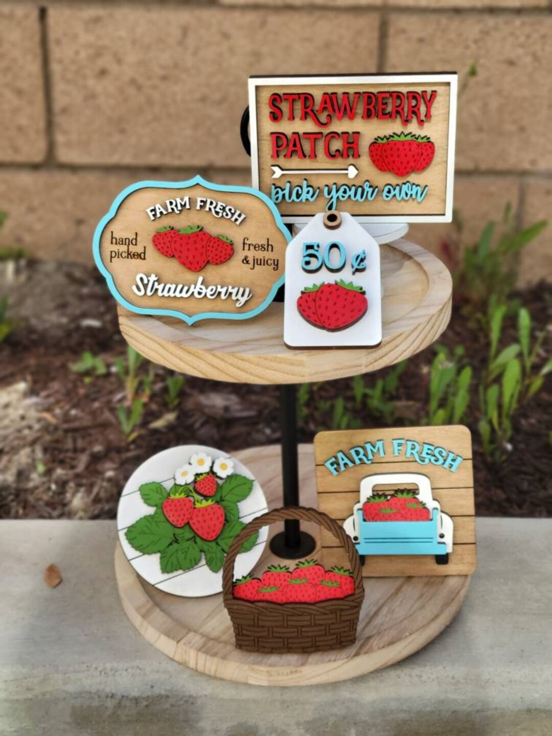 Strawberry Tiered Tray Decor I Strawberry Patch I Strawberry Basket I ...