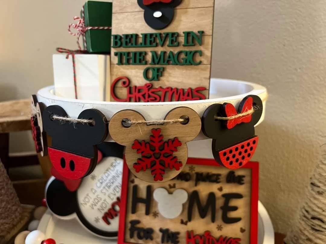 Mickey Mouse Christmas Tiered Tray Decor | Christmas Decor | Winter ...