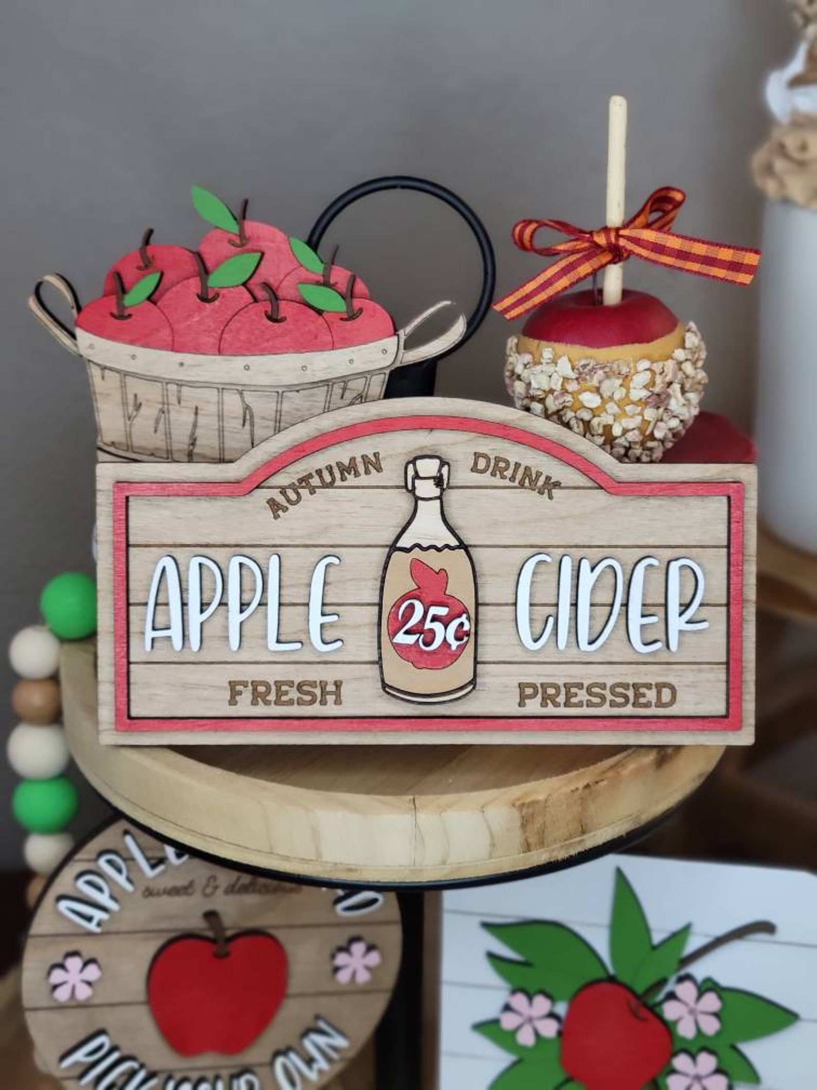 Caramel Apple Tiered Tray Decor Candy Apple Diy Tray Decor - Etsy