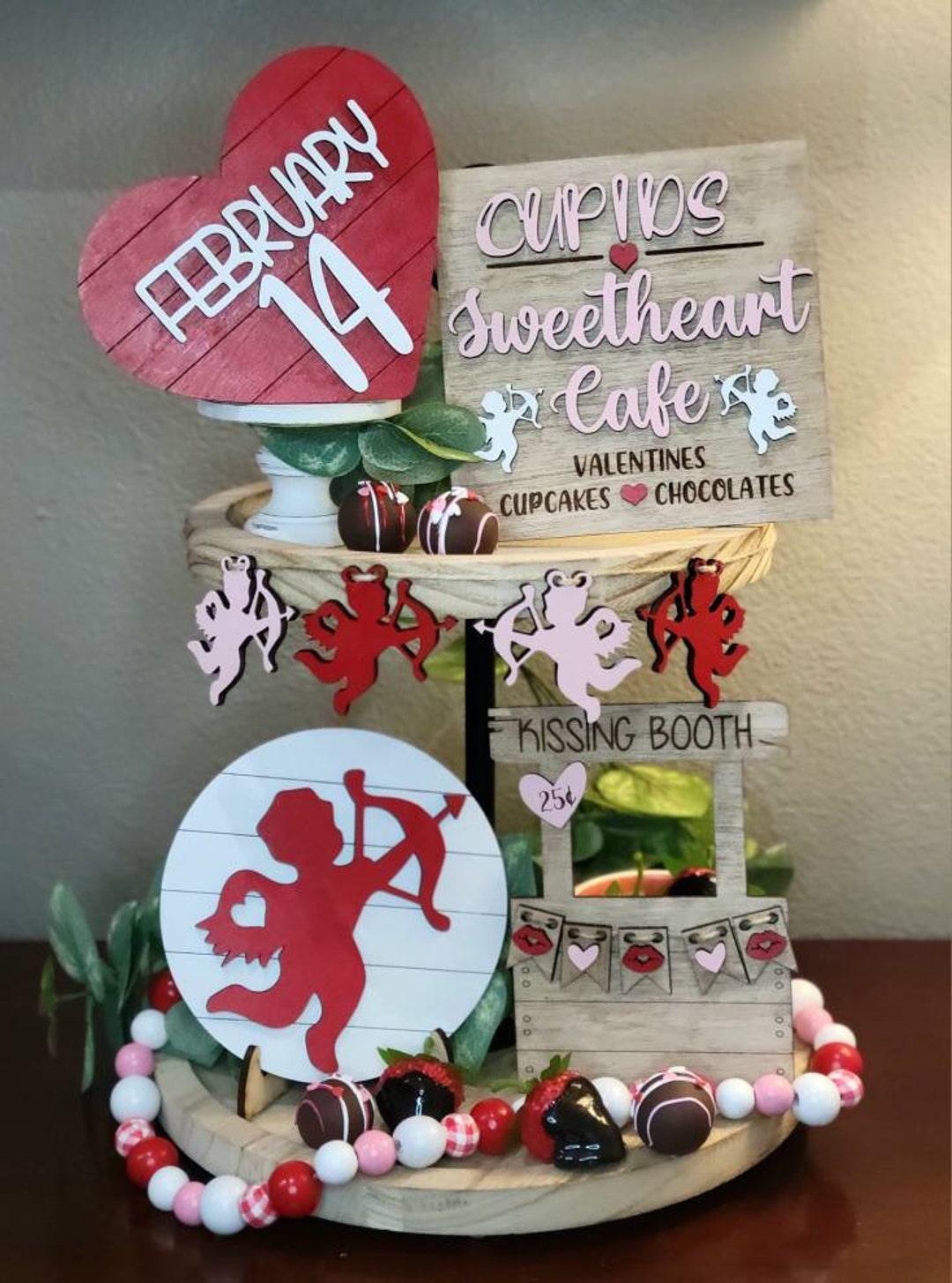 Valentines Day Tiered Tray I February 14 I Kissing Booth I Cupid I ...