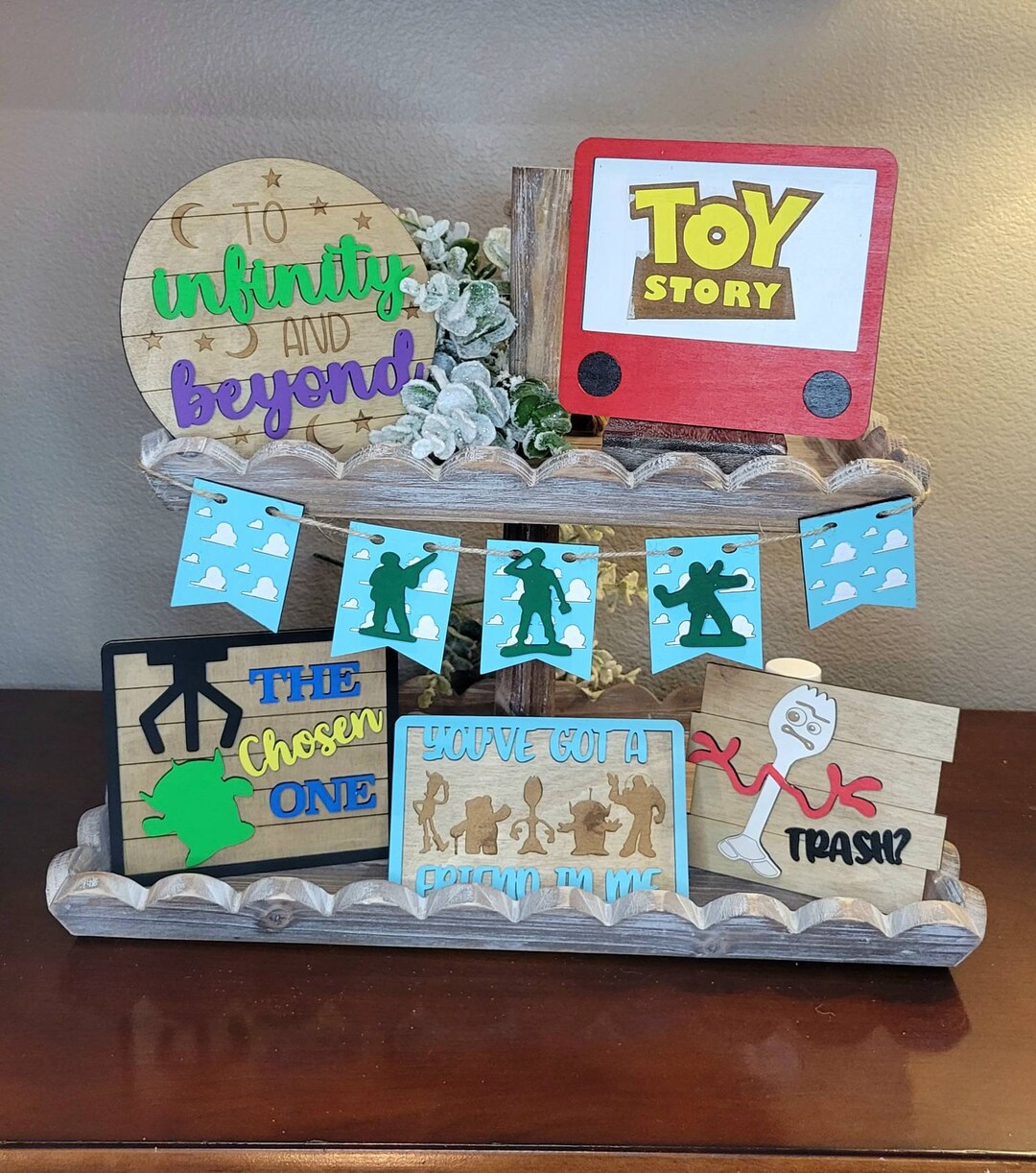 Toy Story Tiered Tray Sign | to Infinity and Beyond Decor | Disney ...
