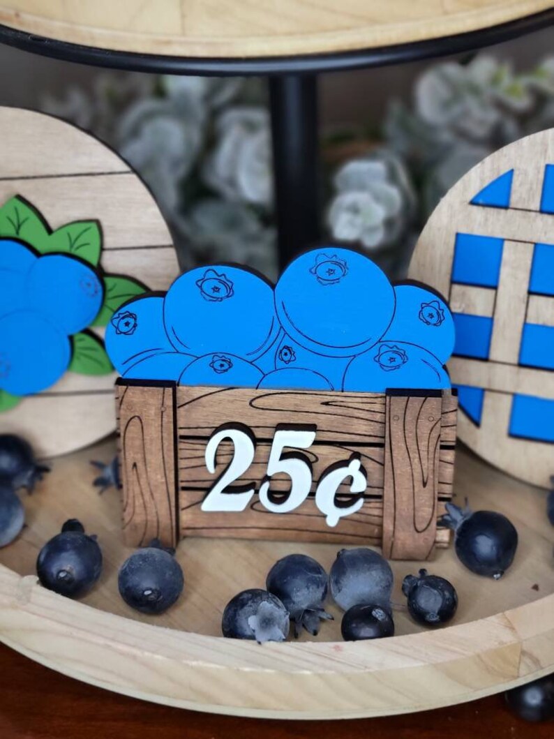 Handmade Blueberry Tiered Tray Decor: Farmhouse Summer Mini Signs - Etsy