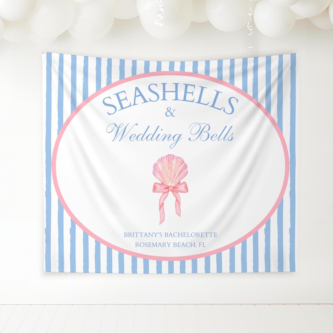 Seashells and Wedding Bells Banner Coastal Bachelorette Banner Decor ...