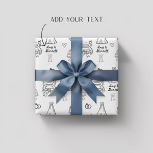 Whimsical Wedding Gift Wrap Hand Drawn Wedding Wrapping Paper ...
