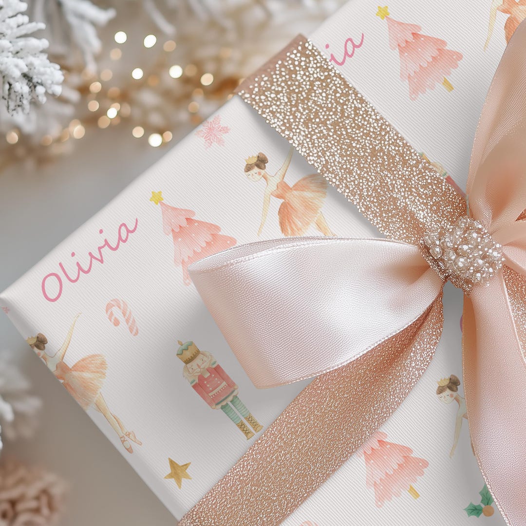 Personalized Pink Nutcracker Wrapping Paper Pink Christmas Wrapping ...