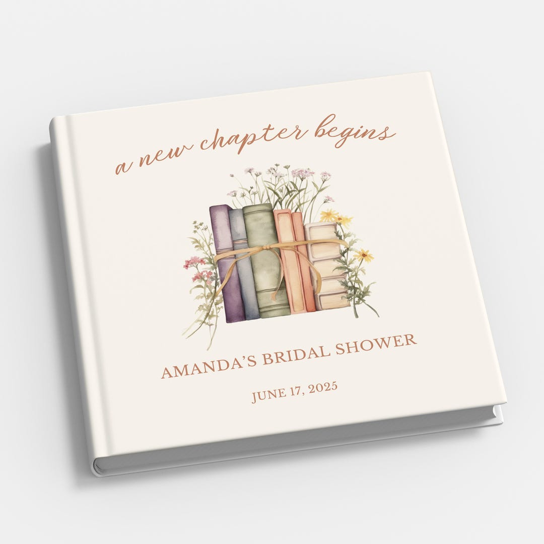 Storybook Bridal Shower Guest Book New Chapter Guestbook Personalized ...