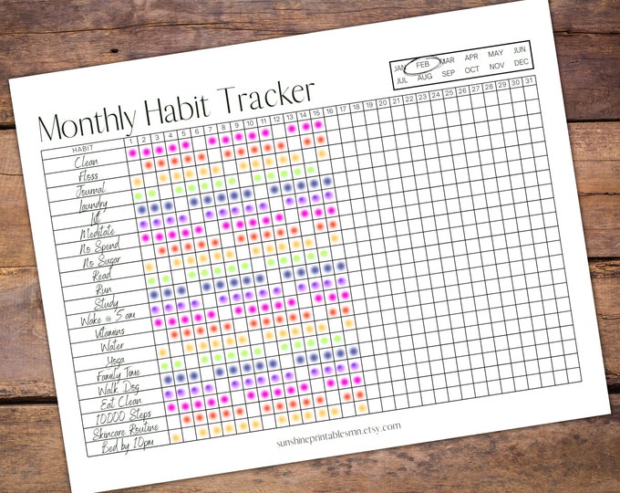 Minimalist Dot Journal Monthly Habit Tracker, Printable Instant ...