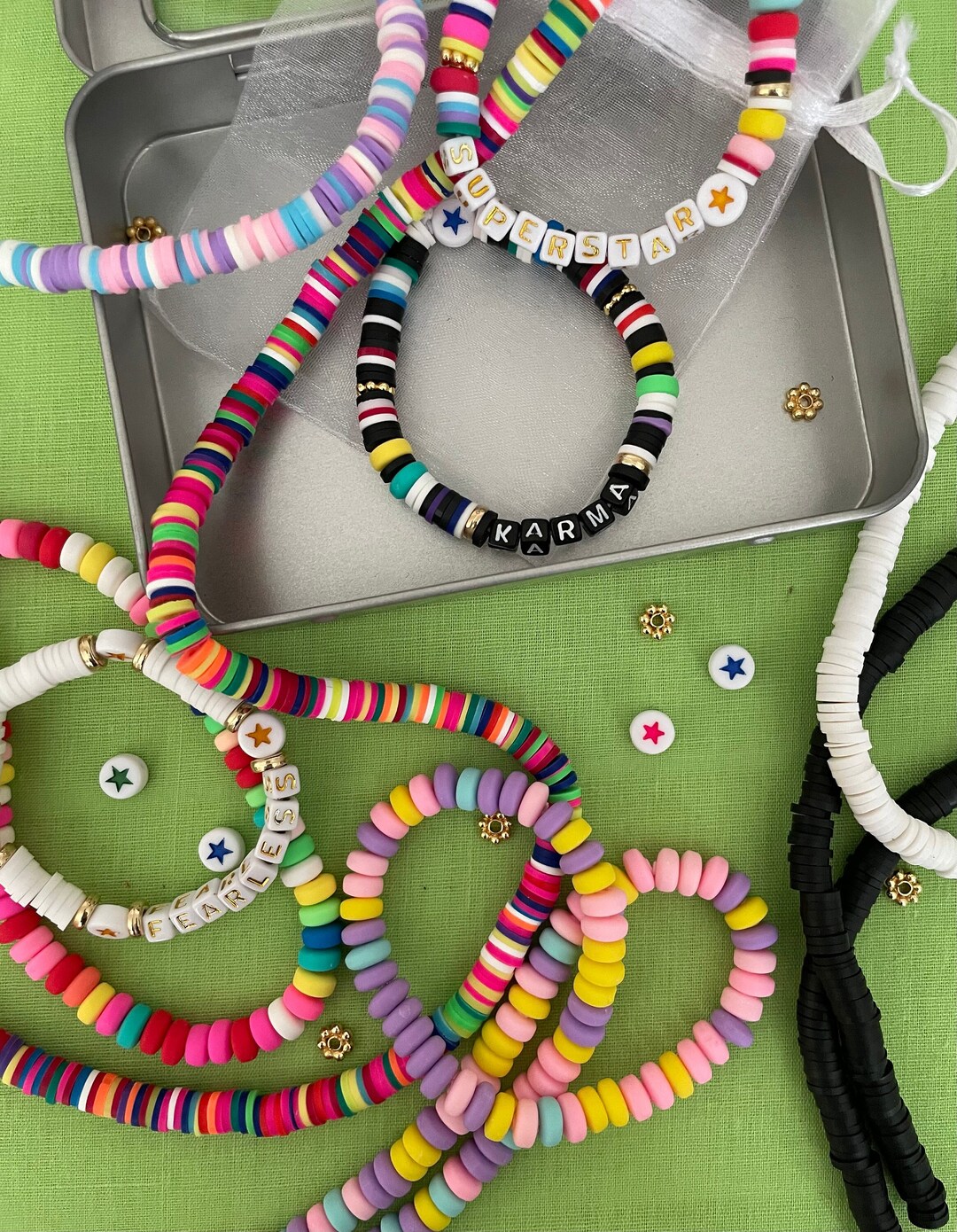 Best Friends DIY Friendship Bracelet Kit, Personalized Stretch ...