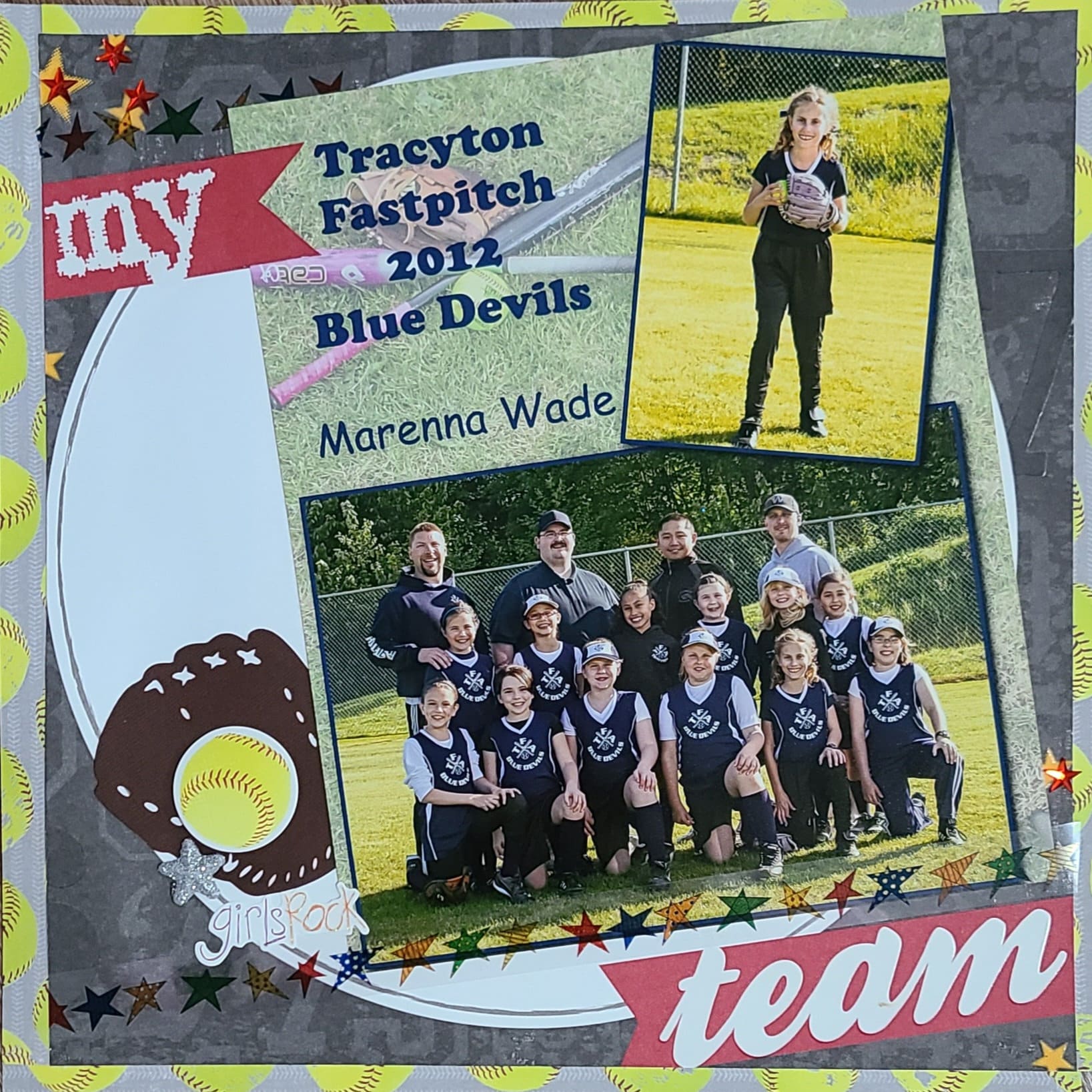 Softball Scrapbook Page - Etsy
