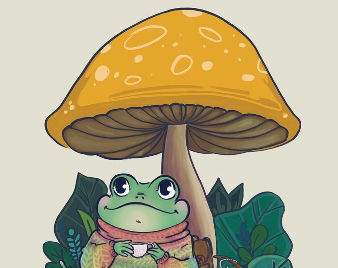 Cozy Frog - Art Print | Cottagecore Decoration | Animal Illustration ...