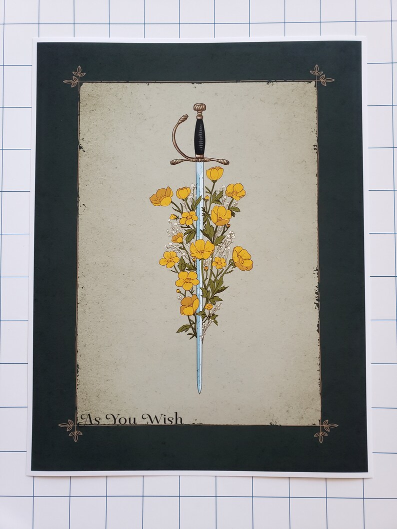 Princess Bride Sword Art Print Westley's Sword Flowers Flora Art ...