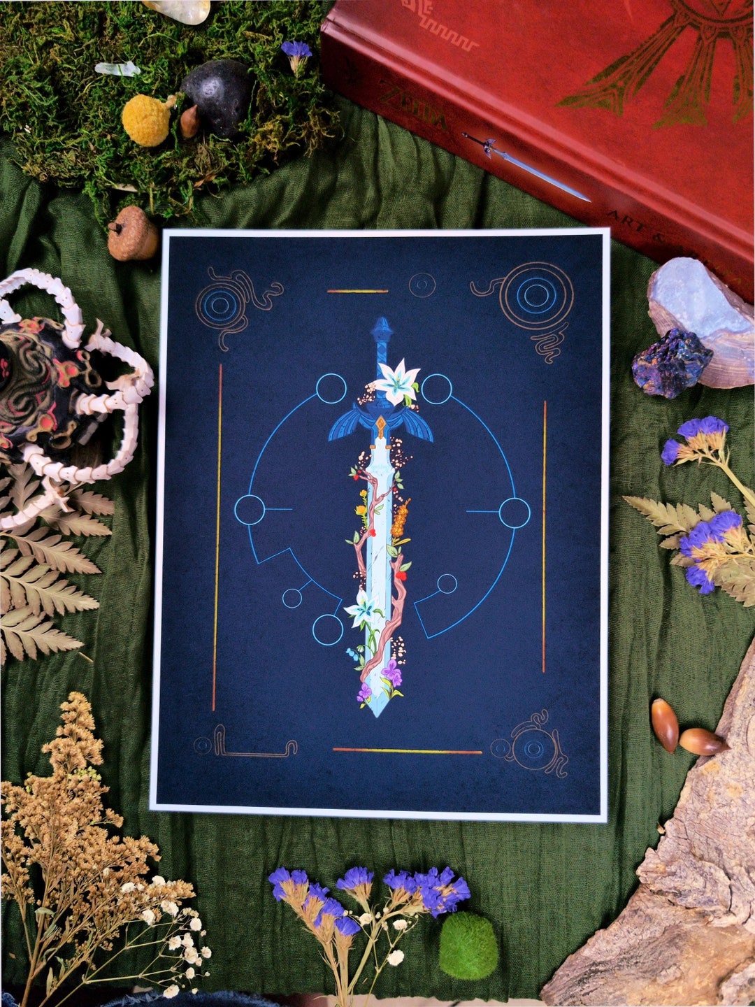 Master Sword - Art Print | Legend | Floral Art | Botw | Totk | Legend ...