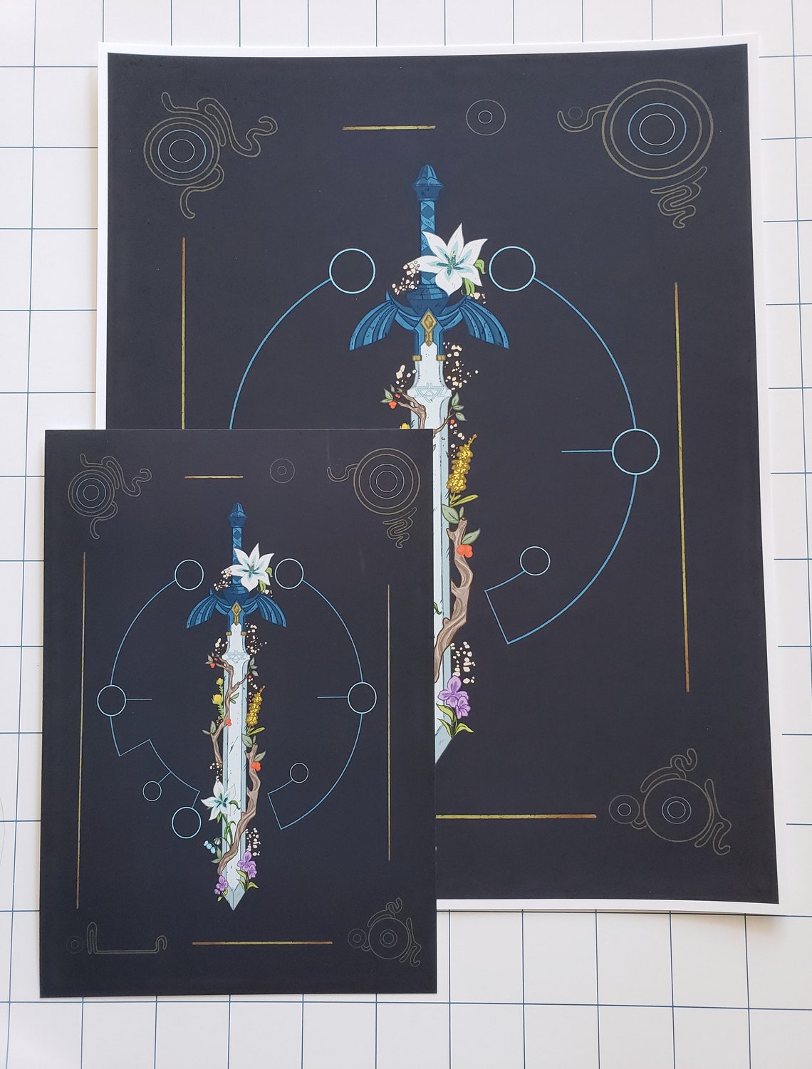 Master Sword Art Print Legend Floral Art Botw Totk Legend of Zelda Link ...