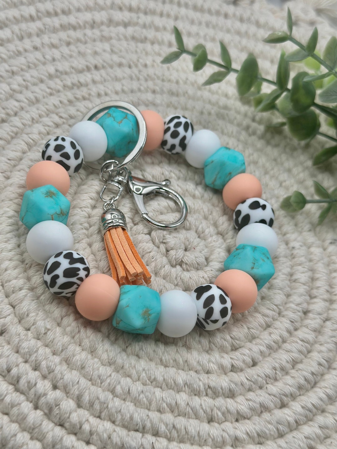 Western Summer Vibes Silicone Beaded Keychain• Western Wristlet ...