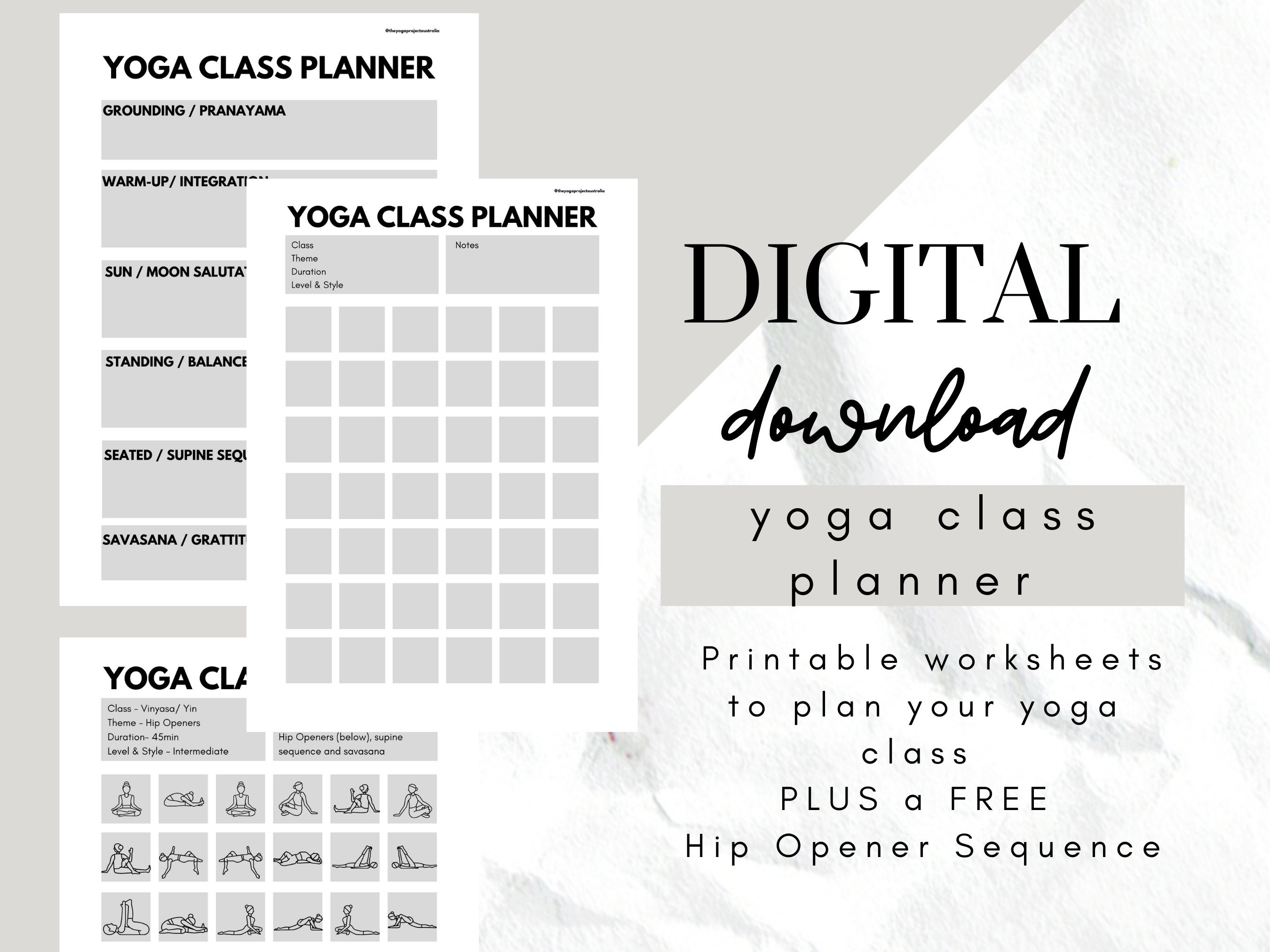 Printable Yoga Class Planner , Yoga Planner, Yoga Class Plan, Digital ...