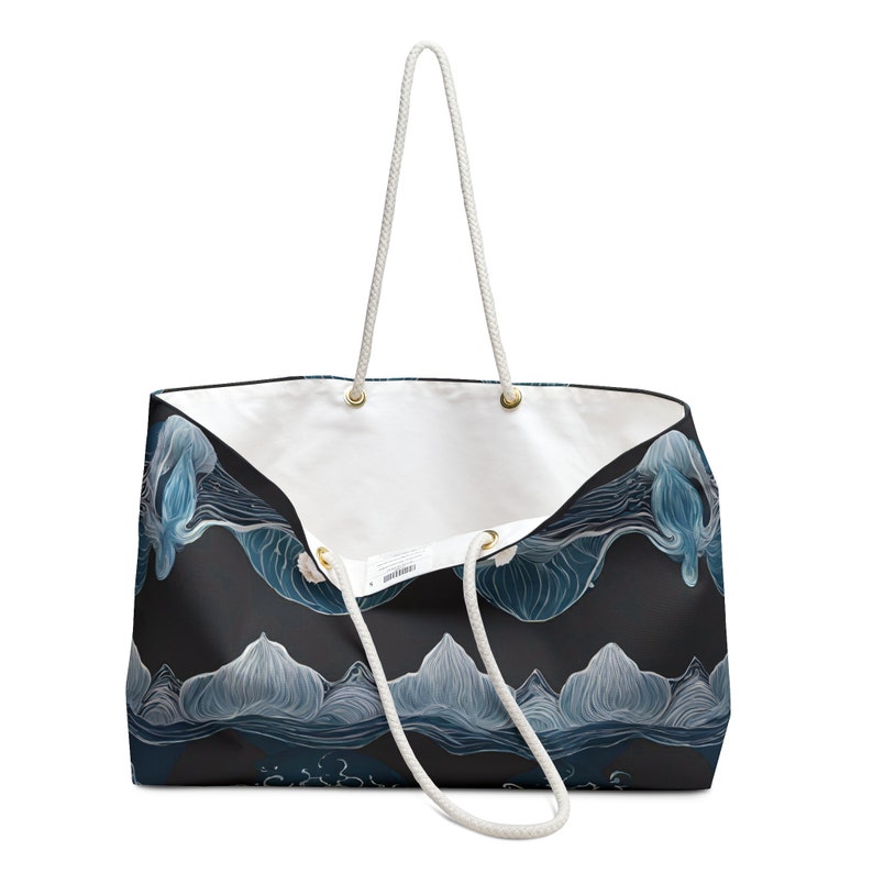 Dark Blue Ocean Themed Weekender Bag, Rope Handle Beach Bag, Pool Bag ...