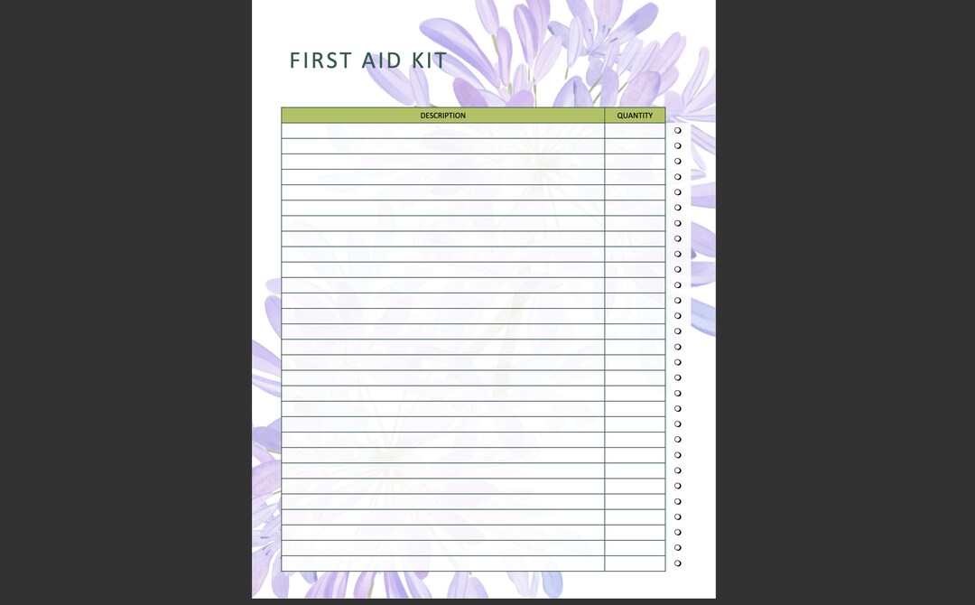 Printable First Aid Kit List - Etsy