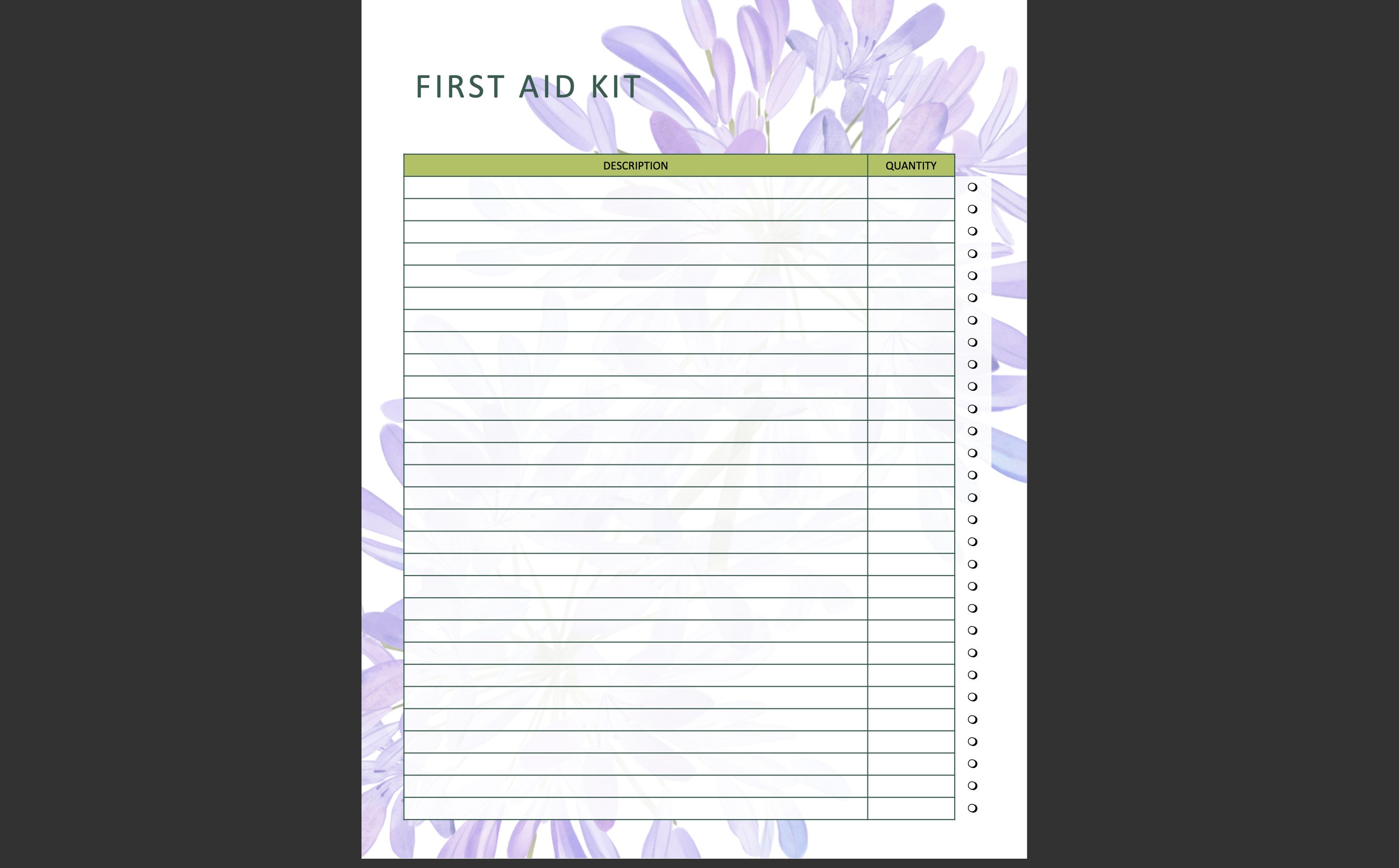 Printable First Aid Kit List - Etsy