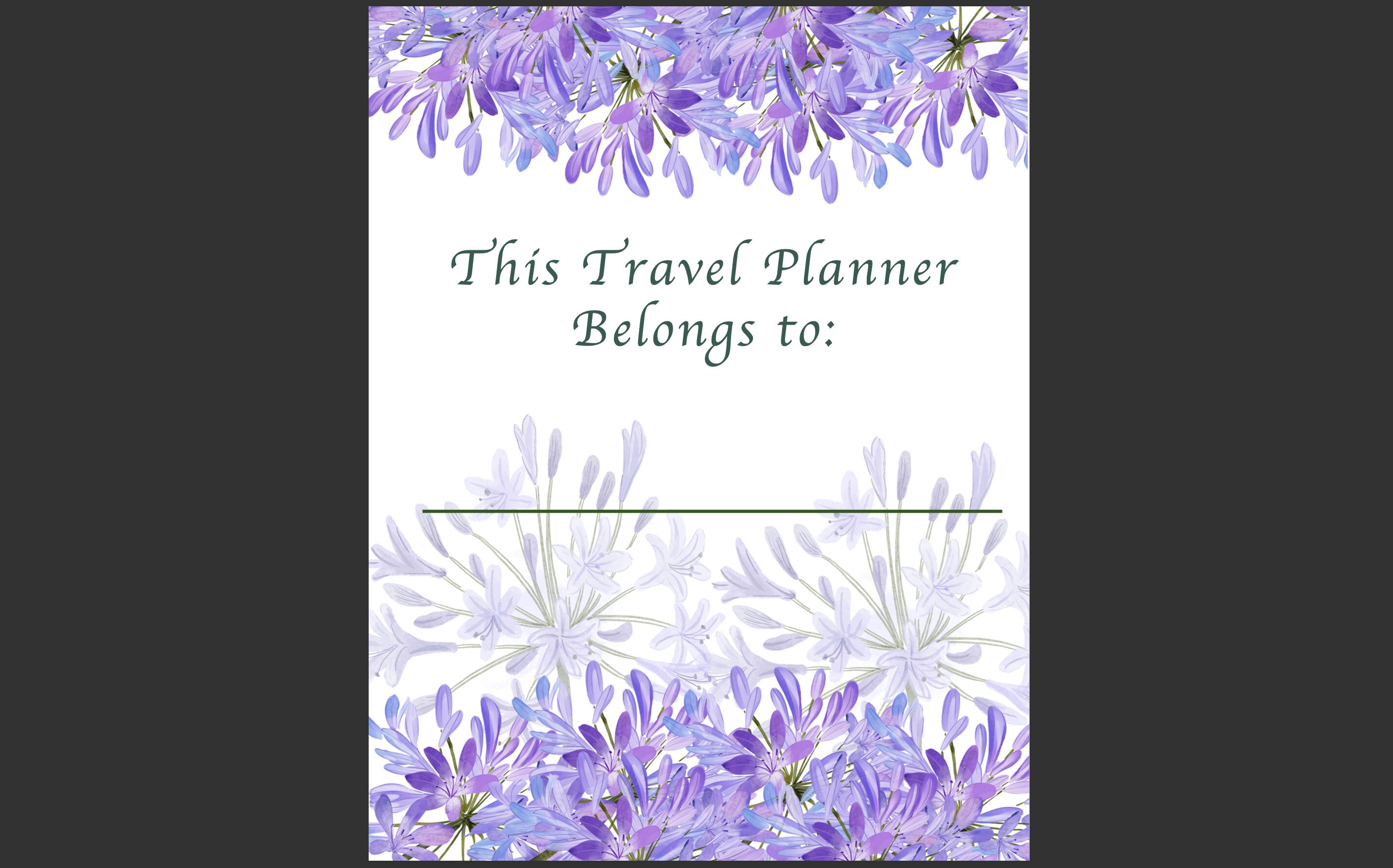 Printable Travel Planner COVER Page - Etsy Australia