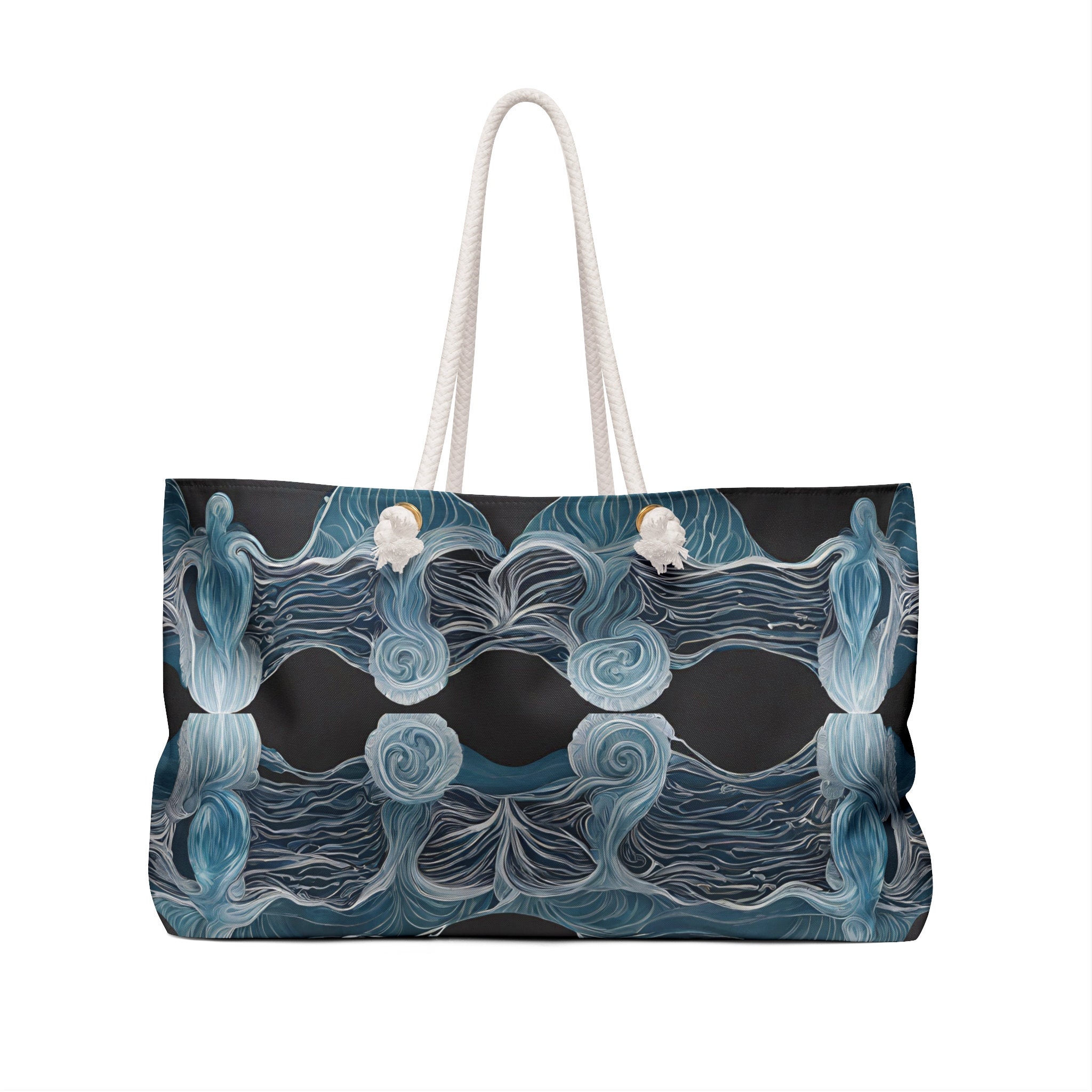 Dark Blue Ocean Themed Weekender Bag, Rope Handle Beach Bag, Pool Bag ...