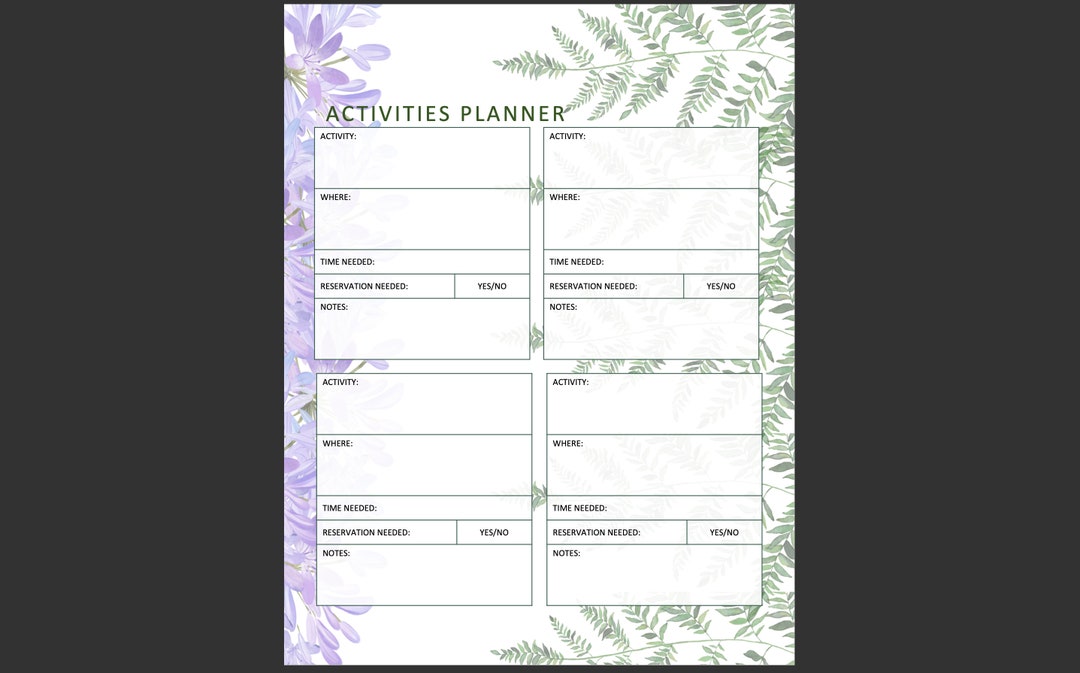 Printable Activities Planner Page - Etsy
