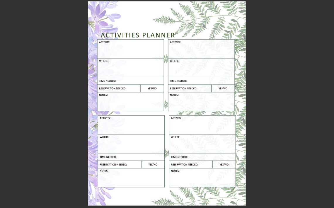 Printable Activities Planner Page - Etsy