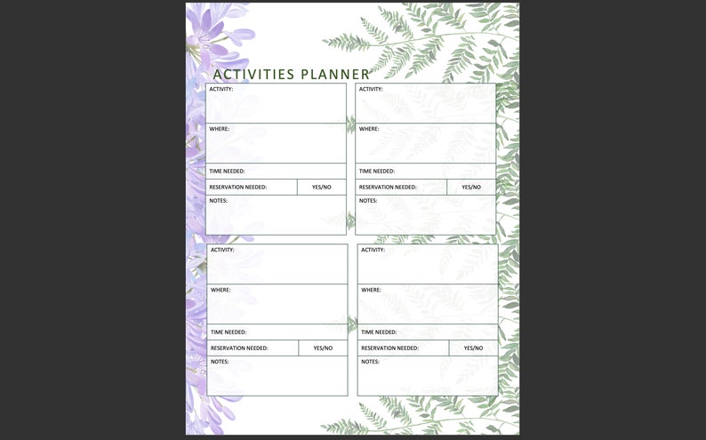 Printable Activities Planner Page - Etsy