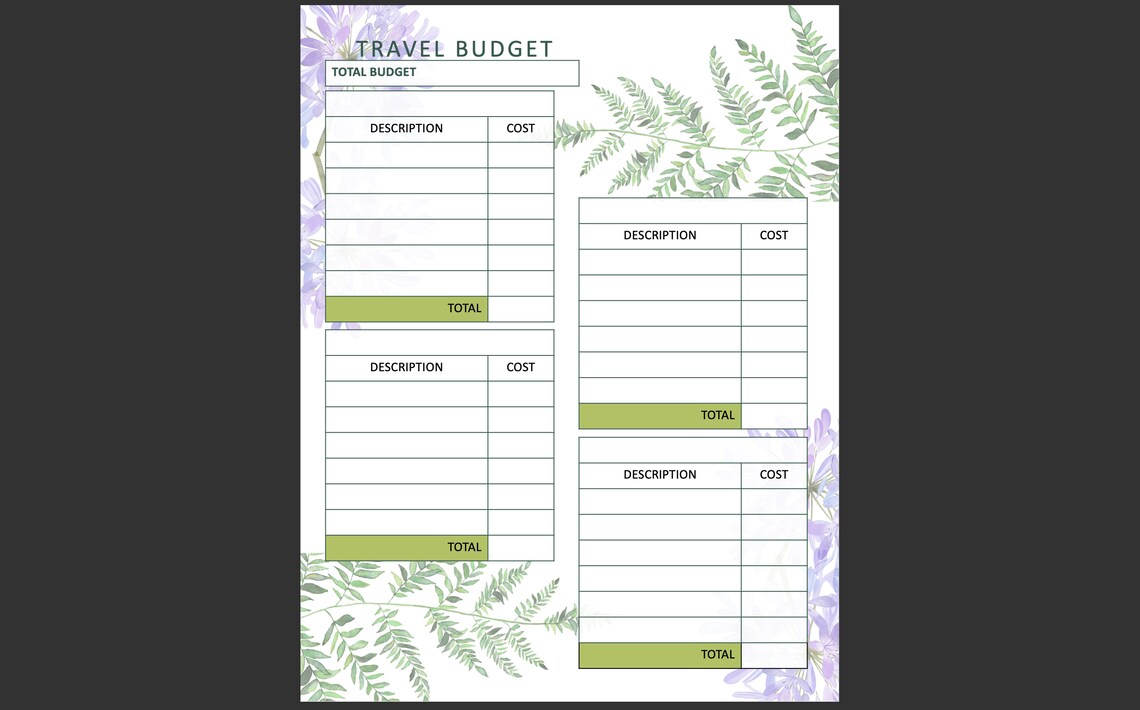 Printable Travel Budget Planner - Etsy