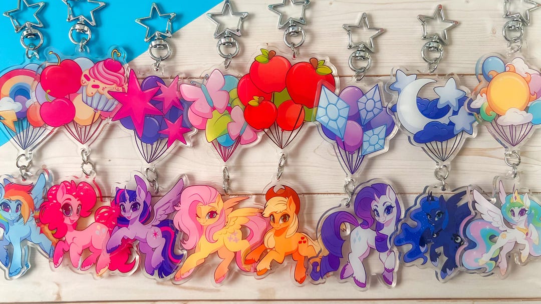 My Little Pony Balloon Dangle Keychains | MLP 2-piece Acrylic Charms - Etsy