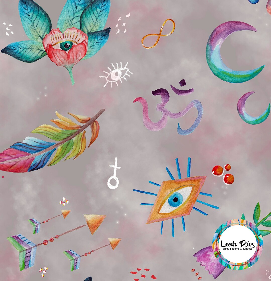 Infinite Moon Flowers Magic. Seamless Repetition Digital - Etsy