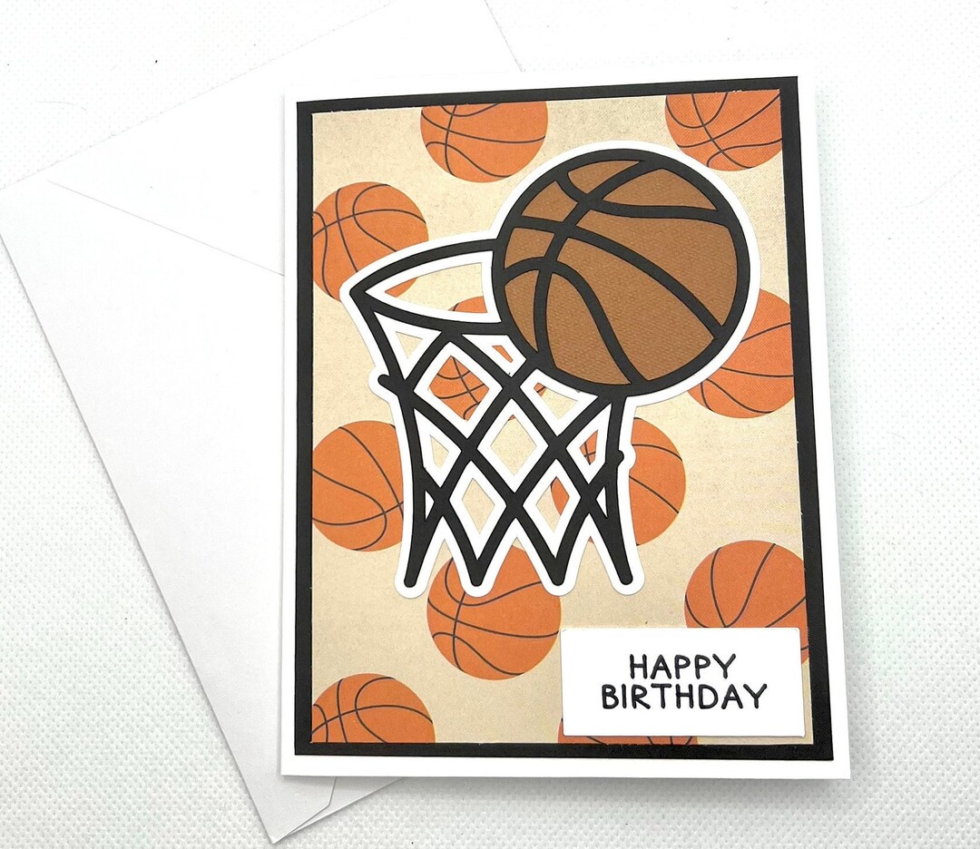 Basketball Birthday Card, Cool Handmade Blank A2 Greeting Card, Unique ...