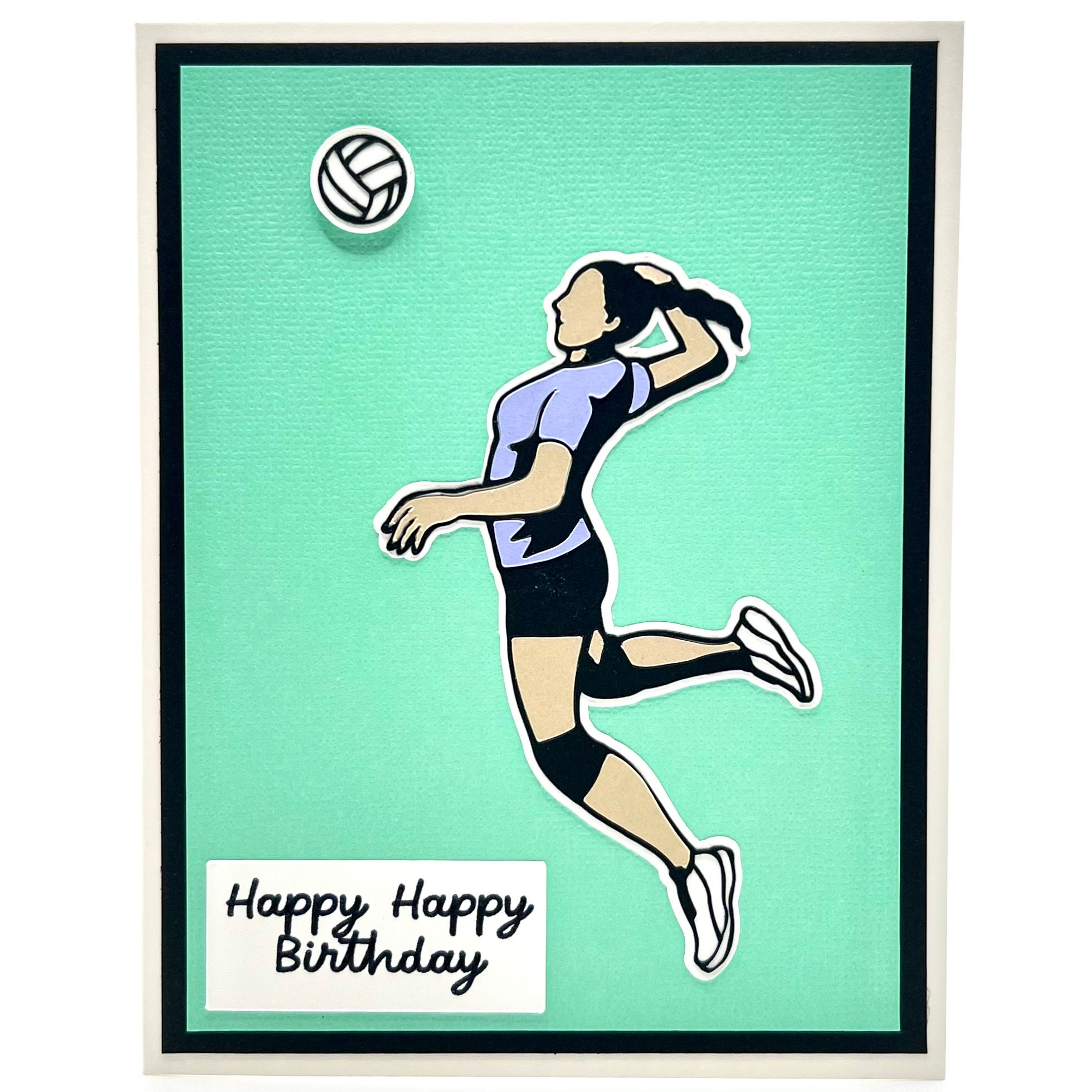 Female Volleyball Player Birthday Card, Cute Handmade Blank A2 Greeting ...