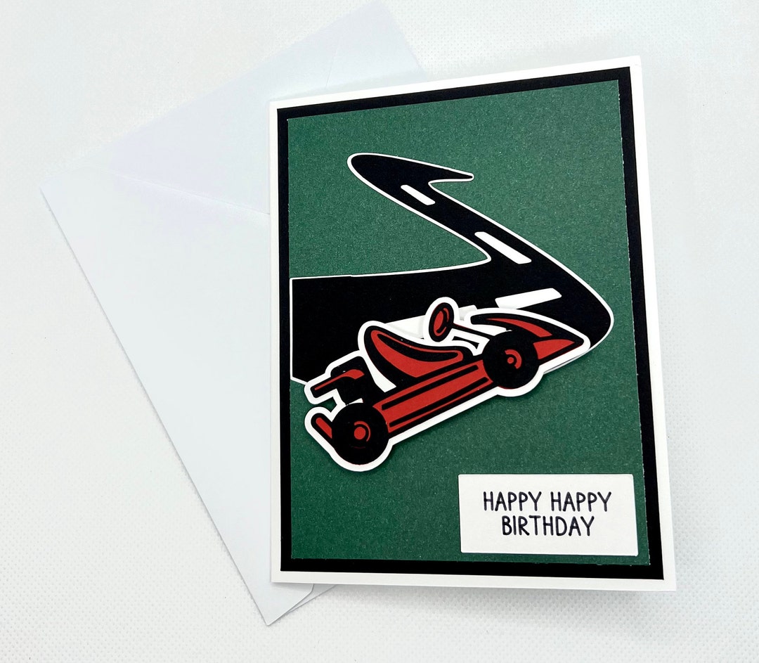 Race Car Birthday Card, Cool Handmade Blank A2 Greeting Card, Unique ...