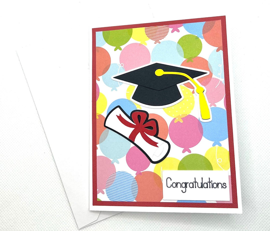 Colourful Graduation Card, Cute Handmade Blank A2 Greeting Card, Unique ...