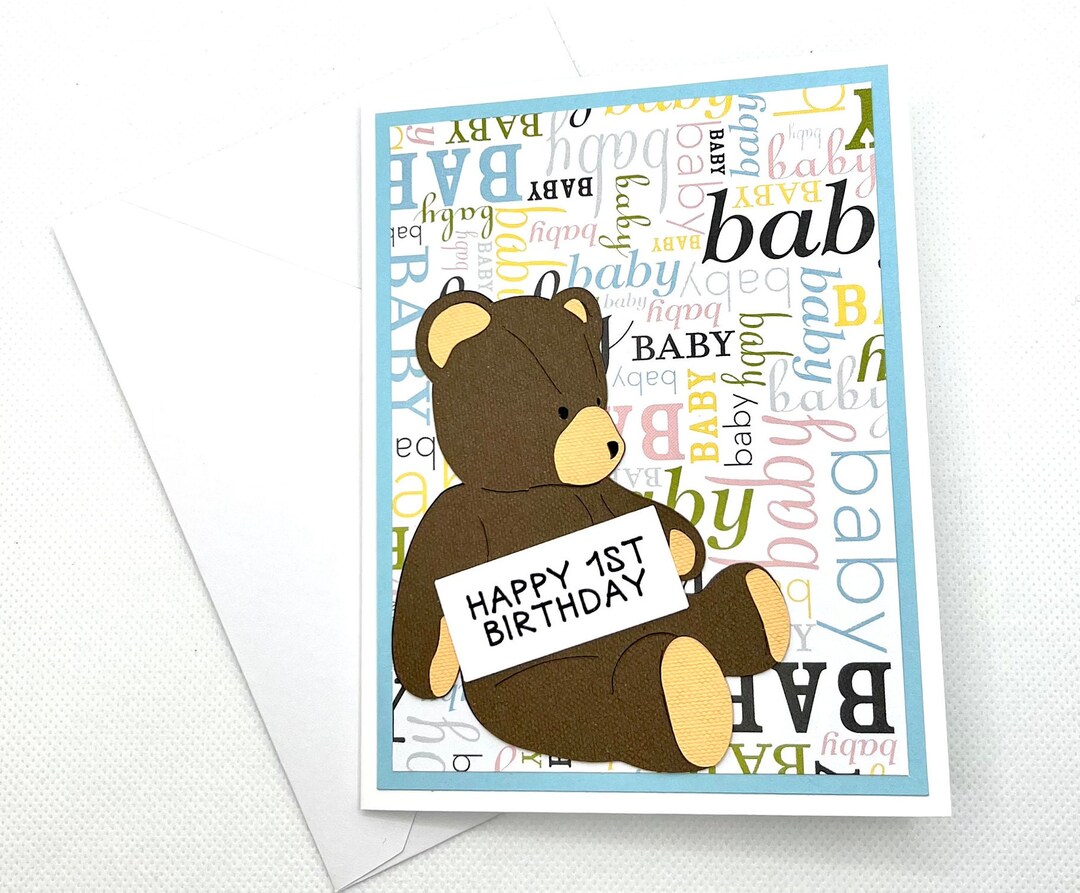 Babys 1st Birthday Card, Adorable Homemade Babys First B-day Greeting ...
