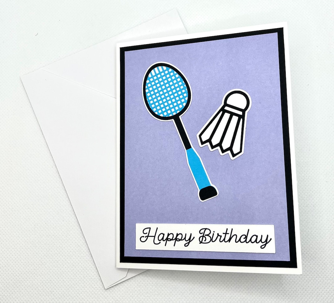 Badminton Birthday Card, Cute Handmade Blank A2 Greeting Card, Unique ...